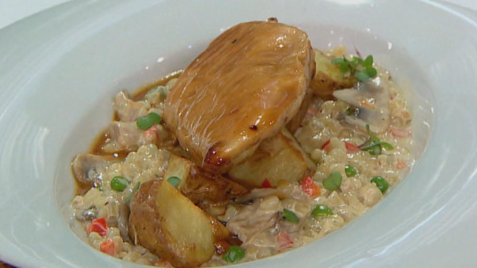 Pollo respingado con papas y mote | 13.cl
